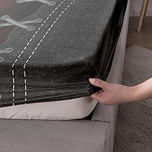 AILONEN Red Rose Fitted Sheet Full Size, 3D Red Flowers Bed Sheet Set,Romantic Floral Sheets for Girls Women Room Decor,3PCS Black Red Rose Sheet Sets,1 Fitted Sheet and 2 Pillowcases