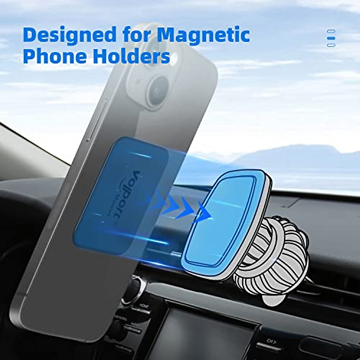 volport Metal Plate for Phone Magnet, 10 Pack MagicPlate with 3M Adhesive Replacement for Magnetic Phone Car Mount Holder & Cradle & Stand (Vent/CD/Windshield/Dashboard) - Rectangle and Round