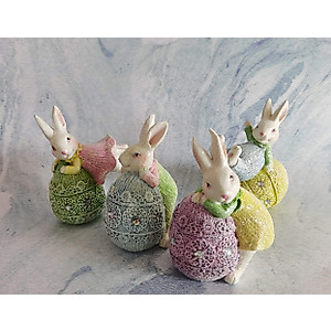 LEFOUND Easter Accessories Easter Rabbit Figurine Spring Decor for Home,Polyresin,Pink