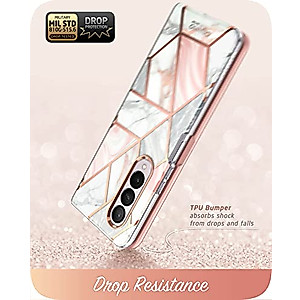 i-Blason Cosmo Series Case for Samsung Galaxy Z Fold 3 Case 5G (2021), Slim Stylish Protective Bumper Case with Built-in Screen Protector (Marble)