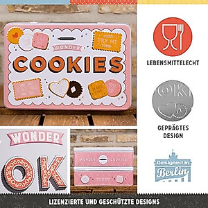 Nostalgic-Art Retro Storage Tin Box Flat, 84.5 oz, Wonder Cookies – Gift idea for the kitchen, Metal Can with Lid, Decorative vintage design