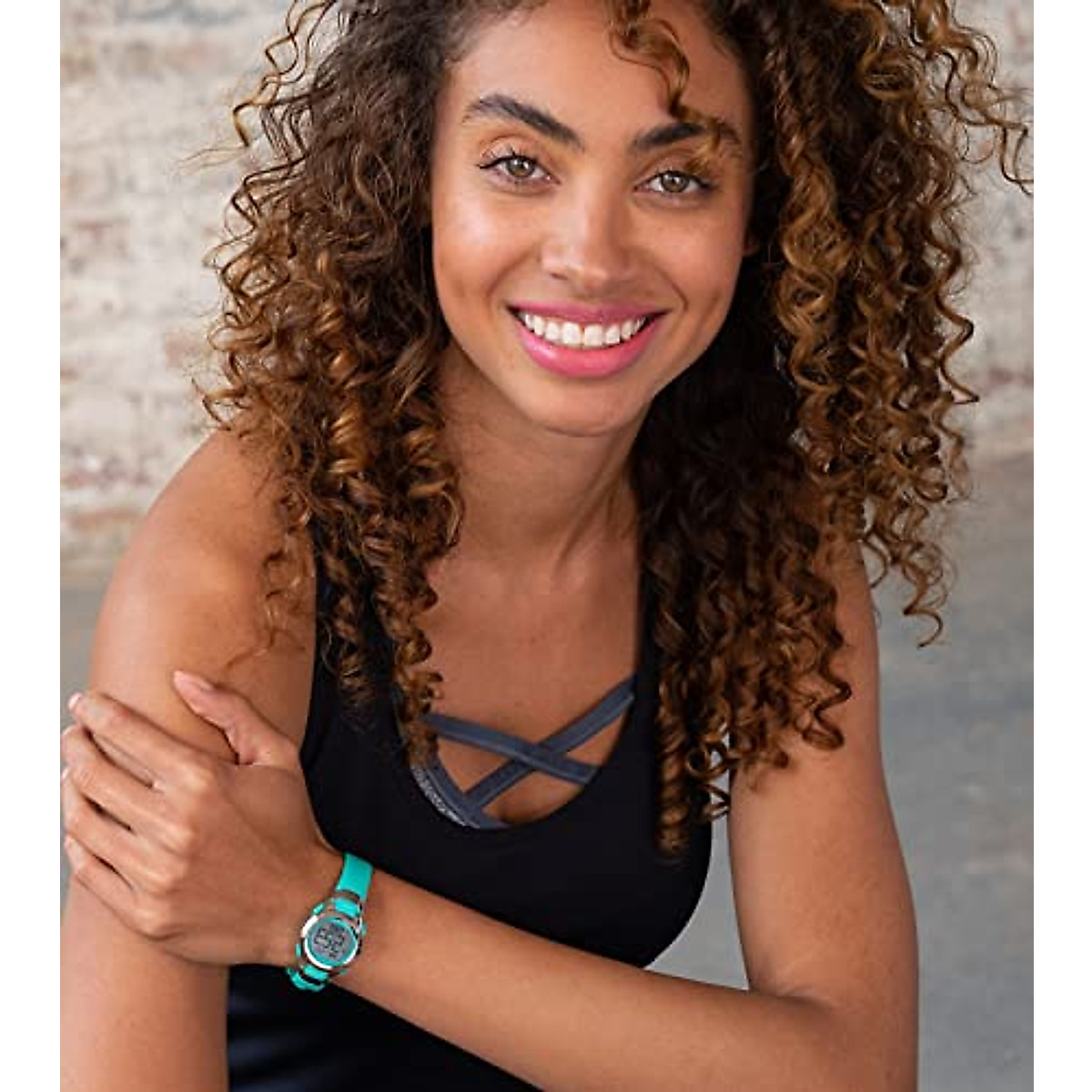 Armitron Sport Women's 45/7012TEL Digital Chronograph Teal Resin Strap Watch, 27mm, Teal/Silver