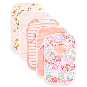 Burt's Bees Baby baby girls Zip-up Footed Sleeper Pj & Set of Bibs Bundle, 100% Organic Cotton Gifting, Succulents, 12 Months US