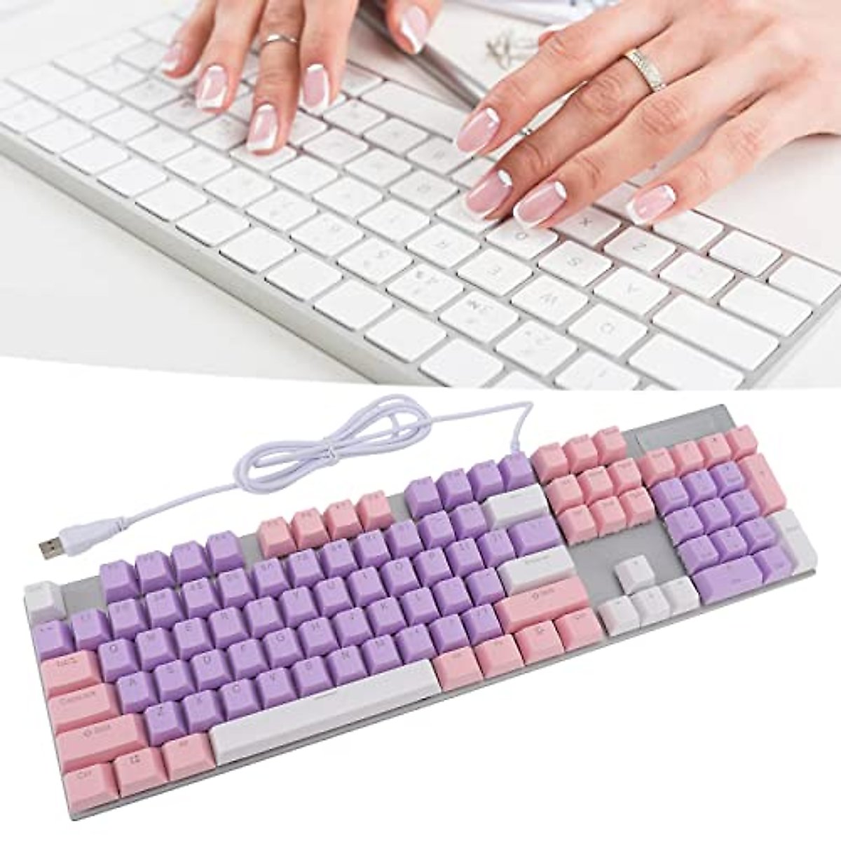 Mechanical Keyboard, 104 Keys Mechanical Gaming Keyboard for Computer (Blue Switch)