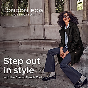 London Fog Women's Double-Breasted 3/4 Length Belted Trench Coat, Black, XL