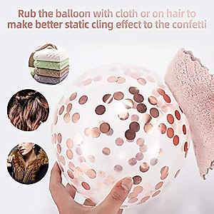 70PCS Rose Gold Balloons set with 4 Roll Ribbons, Meromore 12 Inches Latex Confetti White Rose Gold Balloons Bulk for Birthday Party Supplies Wedding Graduation Bachelorette Anniversary