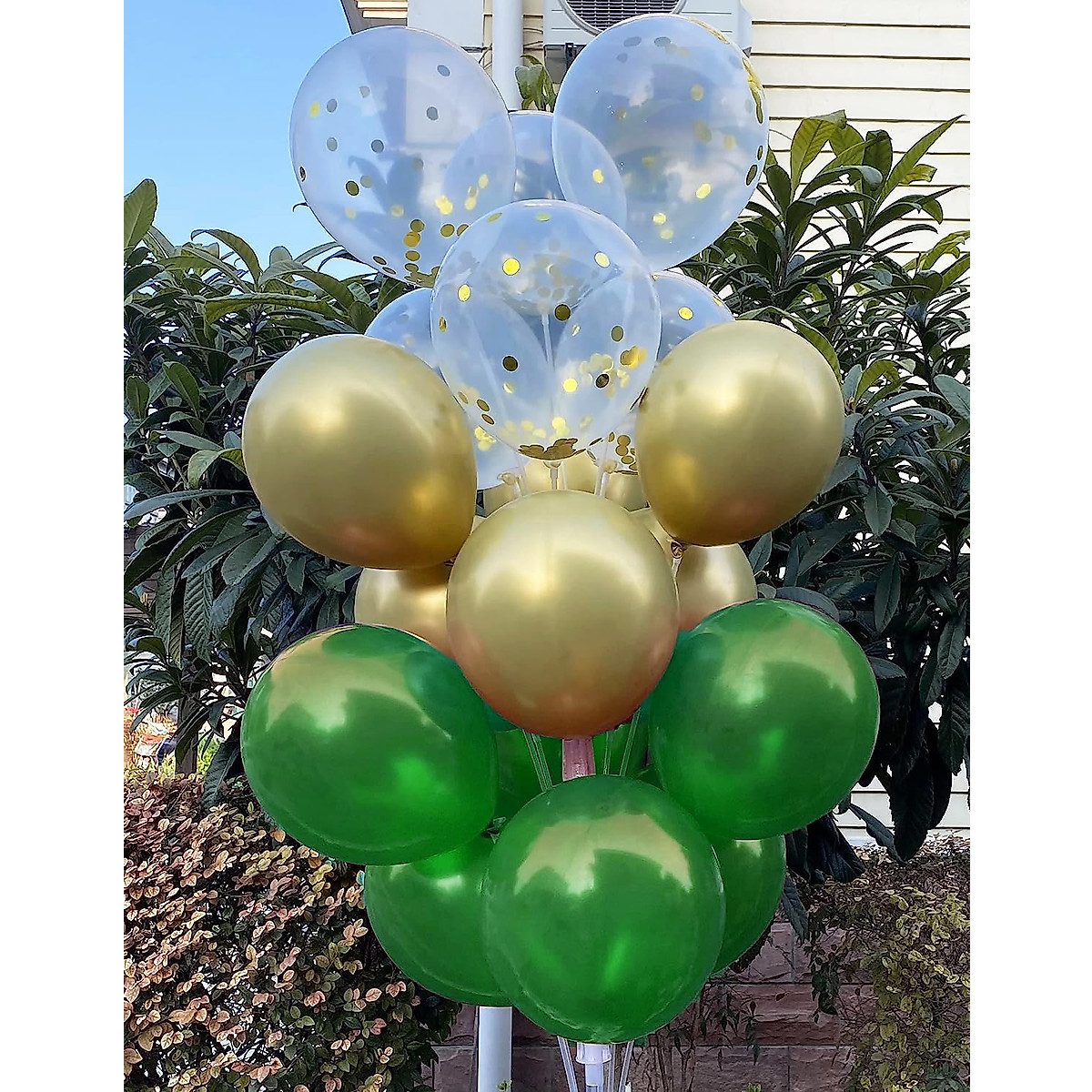 Graduation Decorations 2023 Green Gold/Green Gold Balloons/Green Gold Birthday Party Decorations 2 Set Table Centerpiece Balloons Stand Kit 15pcs for Summer Spring Green Gold Party Decorations