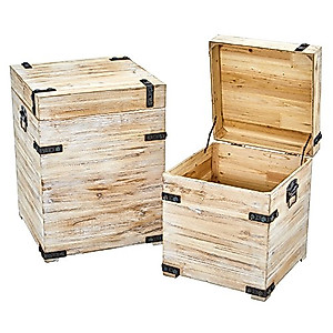 Nearly Natural 7028-S2 White Wash Storage Boxes/Trunks (Set of 2)