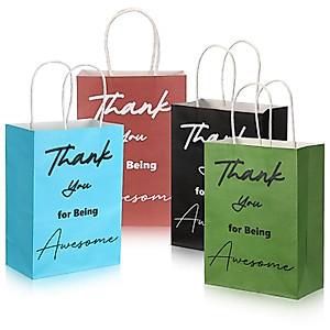 Sweetude 48 Pcs Thank You Gift Bags with Handles Bulk Employee Appreciation Gift Paper Bags Thank You for Being Awesome Bags Shopping Goodie Bags for Business Retail Coworker Employee(Classic Colors)