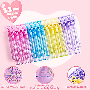 JOYIN 32 Pcs Valentines Day Gift Cards with Mini Bubble Maker Wands for Kids, Valentine Party Favor Toys, Valentine's Day Kids Classroom Exchange Prizes, Bubble Wands with Cards, Photo Prop Decor