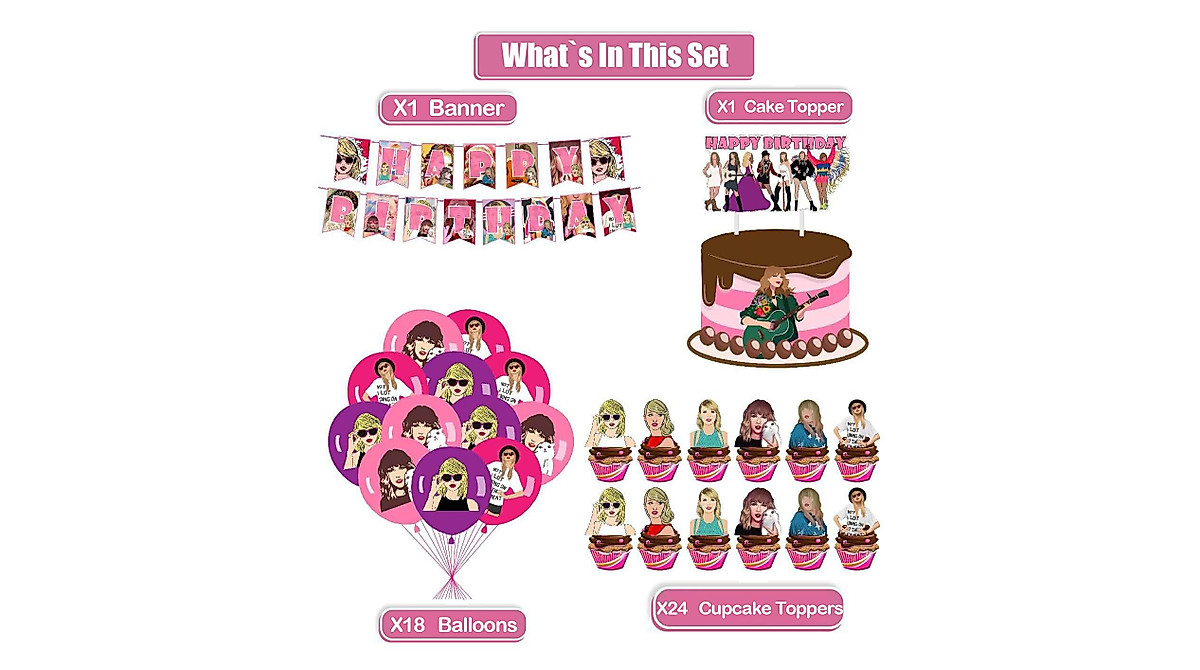 Taylor Swift Birthday Party Decorations Kit | Banner, Balloons & More
