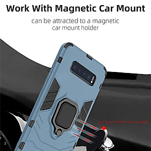 AKABEILA Case for Samsung Galaxy S9 Plus Shockproof Silicone Phone Case Heavy Duty Full Body Armour Dual Layer Protective Cover with Finger Ring Kickstand [Support Magnetic Car Mount] Blue