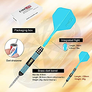 CyeeLife Steel tip Darts 24g with Carrying case Blue