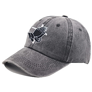 Jesus Praying Hands Cross Hat, Christian Gifts for Men Women, Adjustable Embroidered Dad Baseball Cap