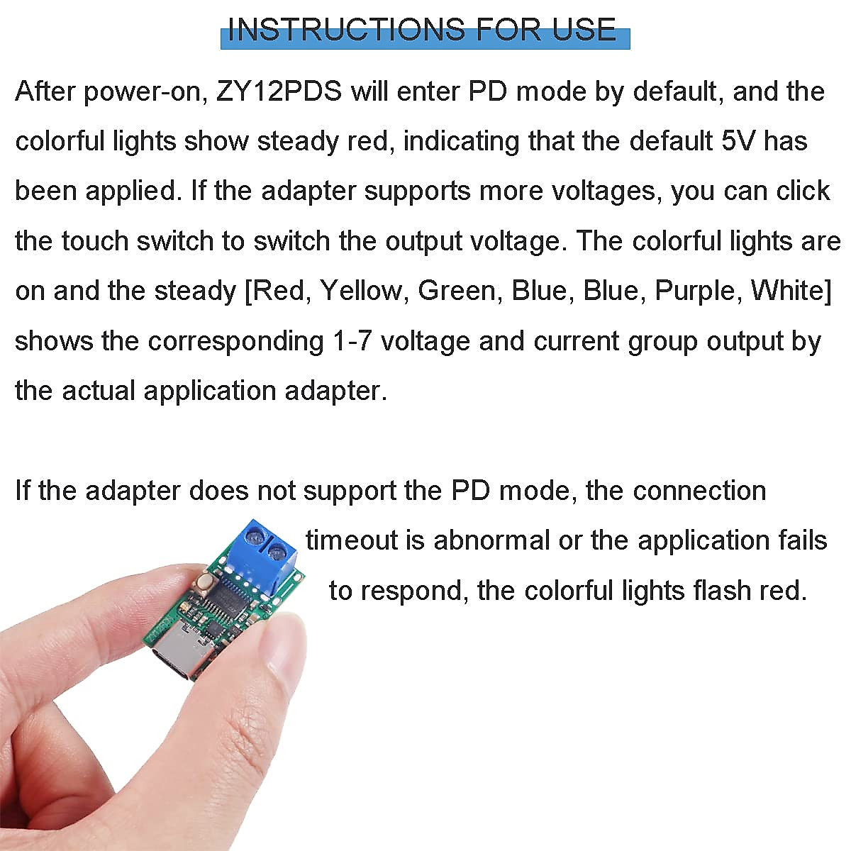 DKARDU 2 pcs Type-C USB-C Fast Charging Trigger Module PD2.0 3.0 to DC Decoy Fast Charge Trigger Poll Detector Module ZY12PDN with Type-C to Type-c Charging Cable
