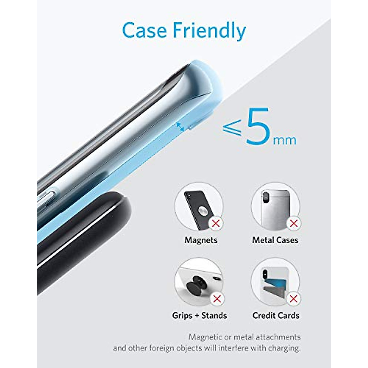 Anker 2 Pack 313 Wireless Charger (Stand), Qi-Certified for iPhone 14/14 Pro/14 Pro Max/13/13 Pro Max, 10W Fast-Charging Galaxy S20, S10 (No AC Adapter)