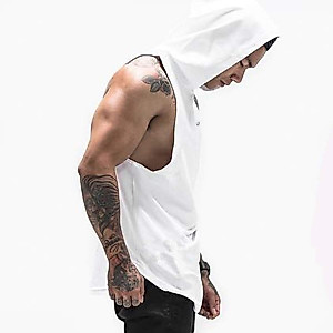 Muscle Killer 3 Pack Men's Workout Hooded Tank Tops Bodybuilding Muscle Cut Off T Shirt Sleeveless Gym Hoodies (Black+Gray+White, X-Large)