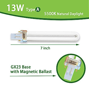 (2 Pack) PL13-A-FFP 13W Replacement Light Bulb with Magnetic Ballast,Replace for Ottlite Lamps Purchased Before 2008,13W Type A Light Bulb,5500K Bright Natural Daylight,GX23 Base