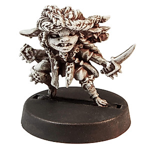 Stonehaven Miniatures Female Goblin Rogue Miniature Figure, 21mm - 100% Pewter Metal - Includes Slotted Creator Base - for 28mm Scale Table Top War Games - Designed & Made in USA