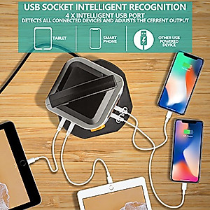 Power Strip Tower, ANKO 3000W 13A 16AWG Surge Protector Electric Charging Station, 10 Outlets 4 USB Ports 6 feet Heavy Duty Extension Cord Universal Charging Station