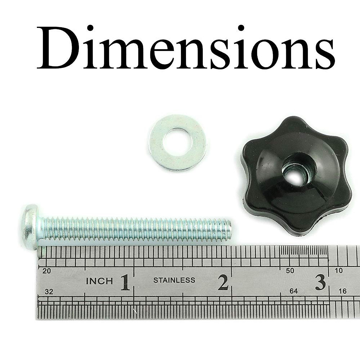 Pro Bamboo Kitchen 8 Sets Black Knobs Kit Galvanized Iron Philip's Head Screw 1/4-20x2" and 1/4" Hex Hand Nut Plus 1/4" Galvanized Iron Flat Washer