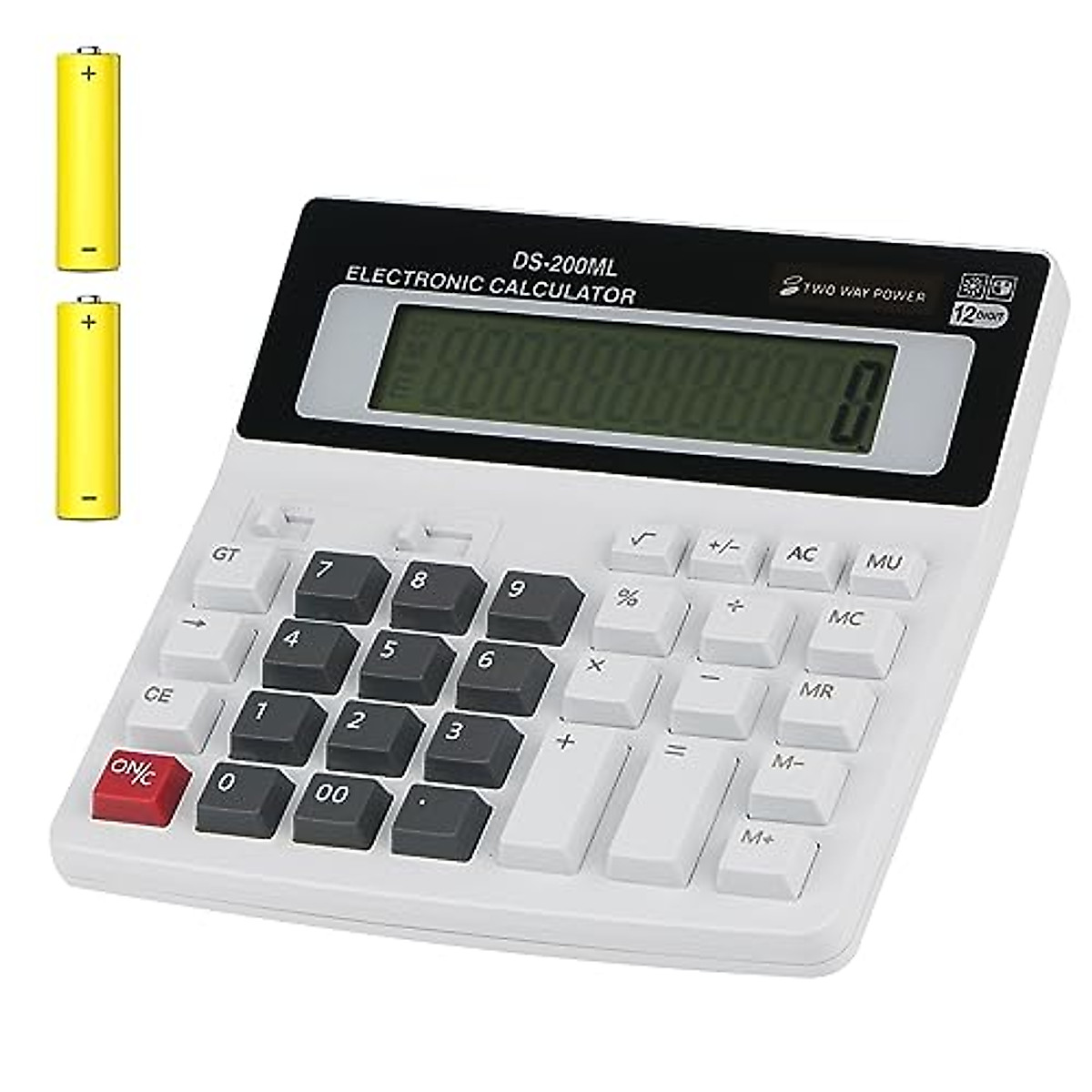 Calculator, BviFioX Desk Calculator, 12 Digit Large LCD Display, Solar and Battery Office Calculator, Large Keys, Standard Function for Daily Use in Home and Office (CT-200ML)