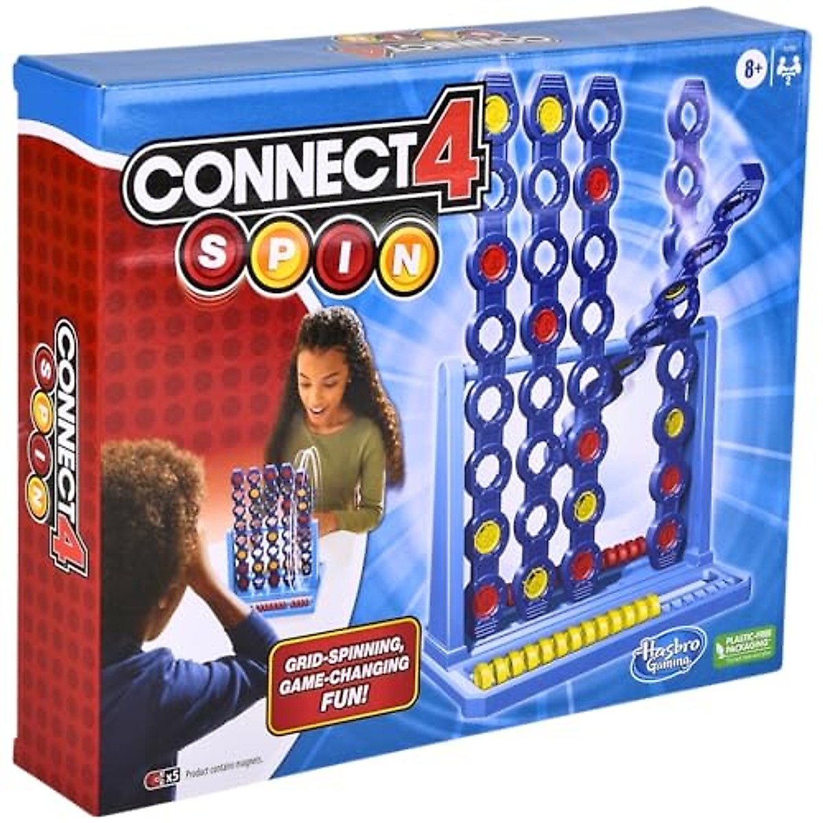Hasbro Gaming Connect 4 Spin Game, Features Spinning Connect 4 Grid, 2 Player Board Games for Family and Kids, Strategy Board Games, Ages 8 and Up