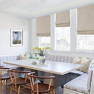 Beige Grey Roman Shades for Windows, Premium Fabric Blackout Roman Shades Window Blinds for Doors, French Doors, Bathroom, Kitchens