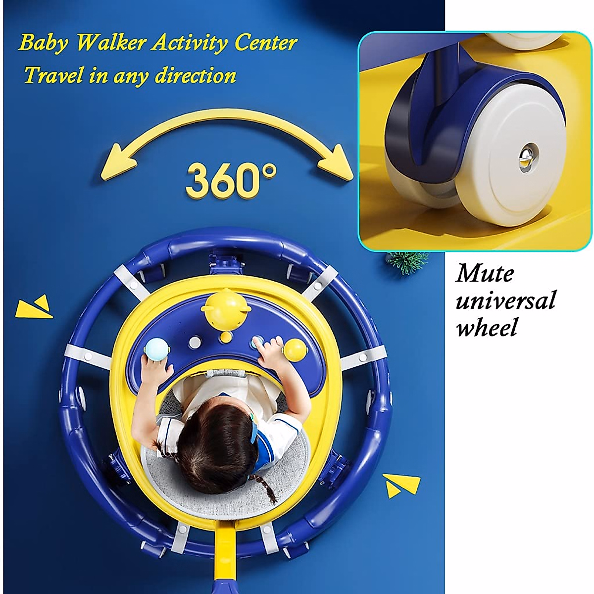 Push Along Walker Baby Activity Center Walker from 6 Months Baby Jumpers Mute Anti-Rollover Toddler Walker,Multi-Function, Dining Table (Color : Pink)