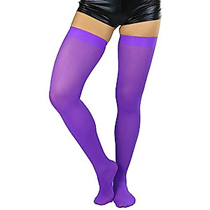 ToBeInStyle Women's Nylon Thigh High Schoolgirl Opaque Stockings (Purple)