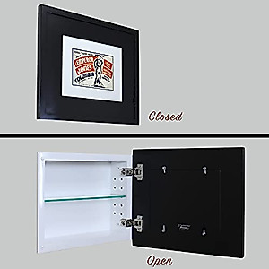 Fox Hollow Furnishings Landscape Recessed Picture Frame Medicine Cabinet (14" W x 11" H) - Black