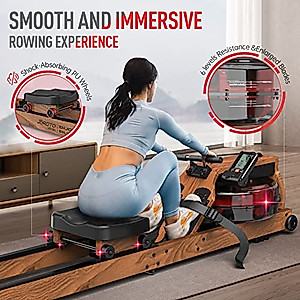 JOROTO Water Rowing Machine for Home Use, Foldable Rower Machine 330lbs Weight Capacity with Bluetooth Monitor, Phone Holder