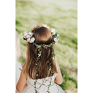 Floral Fall Adjustable Bridal Flower Garland Headband Flower Crown Hair Wreath Halo F-83 (A)