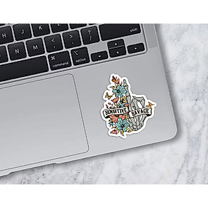 Sensitive Savage Sticker, Flower Skull Sticker, Motivational Sticker, Support Sticker, Skeleton Sticker, Water Assitant Die-Cut Funny Decals for Laptop, Phone, Water Bottles, Kindle Sticker