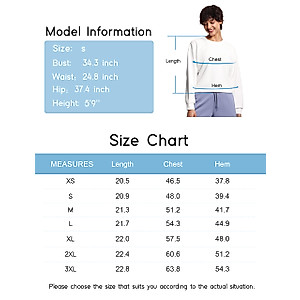 THE GYM PEOPLE Women's Crewneck Cropped Pullover Sweatshirt Cute Basic Long Sleeves Workout Tops White