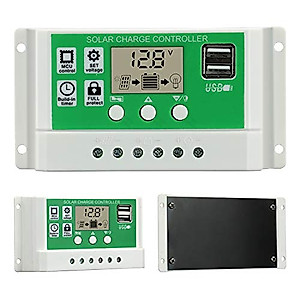 30A Solar Charge Controller 12V/24V Auto, Solar Panel Charge Controller 30Amp Solar Regulator Lithium Battery/Lead-Acid with Dual USB LCD, Adjustable Parameter Backlight LCD Display and Timer Setting