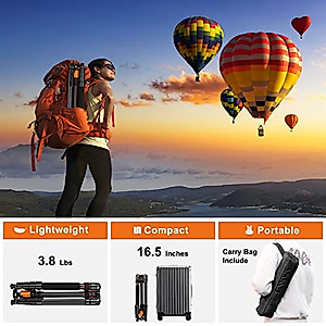 Tripod for Camera, 81" Camera Tripod Stand, 83 inches DSLR Tripods & Monopods, Heavy Duty Travel Tripod for Binoculars Laser Level Spotting Scope Telescope, Professional Complete Tripod Units
