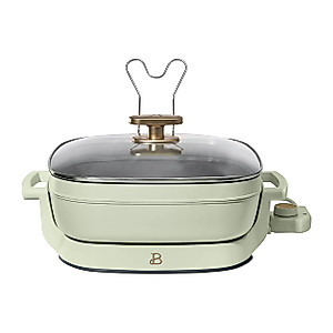 5-in-1 Electric Expandable Skillet, Sage Green by Drew Barrymore, Up to 7 QT