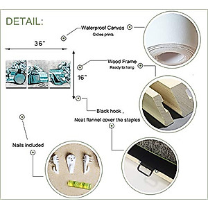 LevvArts 3 Piece Fashion Canvas Wall Art Glam High Heels Perfume Bags with Book Poster Art Painting Prints Framed Modern Teal and Grey Home Bathroom Beauty Room Decorations 12x16inchx3pcs
