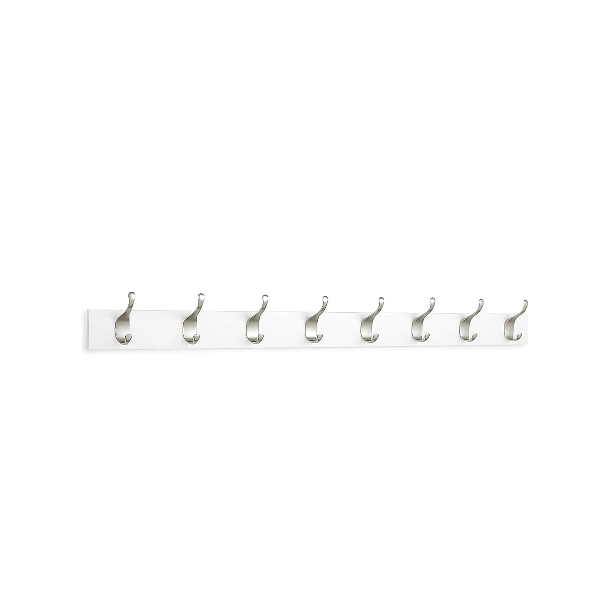 Amazon Basics Wall Mounted Modern Coat Rack, 8 Hooks, White