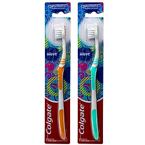 Colgate Wave Toothbrush, Ultra Compact , Soft (Colors Vary) - Pack of 2