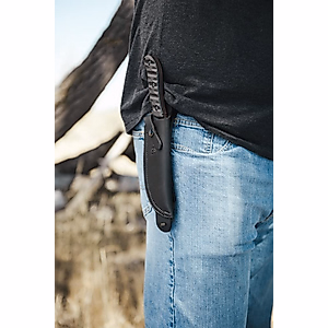 Tops Knives Silent Hero - Sniper Gray Blade Finish - Fixed Blade Knife - Black Leather Sheath (Rocky Mountain Tread Handle)