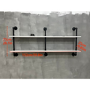 HDDFER Industrial Pipe Shelving Rustic White Pipe Wall Shelves Industrial Shelves with Wood Planks Industrial Floating Shelves 60 Inch Farmhouse Bathroom,Kitchen Shelving Wall Mounted