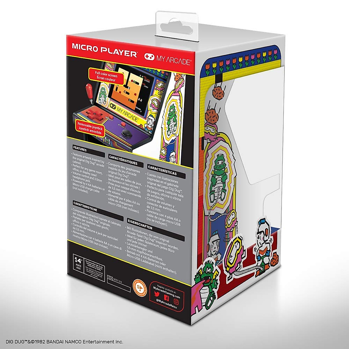 My Arcade Dig Dug Micro Player -Collectible Miniature-Fully Playable, 6.75 Inch Collectible, Color Display, Speaker, Volume Buttons, Headphone Jack (DGUNL 3221) - Electronic Games