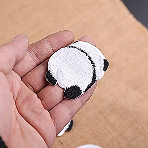 Assorted Embroidery Applique Decoration DIY Patch Panda Silhouette Funny Custom Design face kit Iron on for Shirt Jacket Bag hat Pant Vest Jean Cotton Clothes Kid Love Great as Happy Birthday Gift…