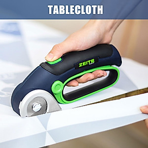ZEITE 4V Cordless Electric Scissors with USB Rechargeable Cable, 2 x Blade, 1 x Storage Bag,Power Rotary Cutter for Cardboard Fabric Carpet Cloth, Gifts for Men Women Crafter Tailor Household