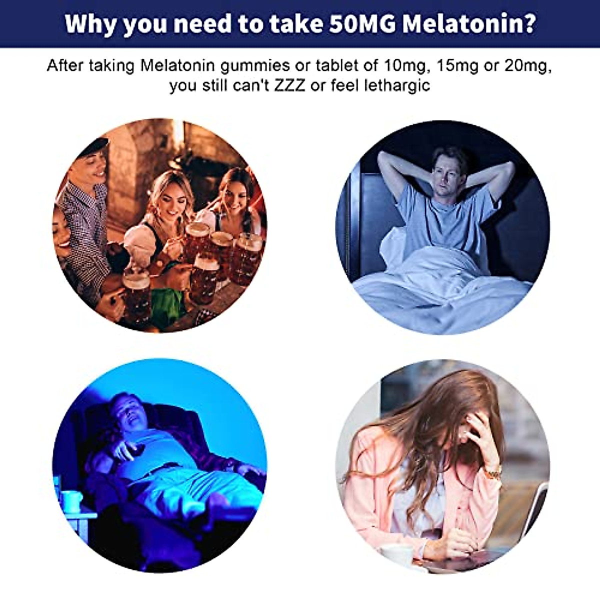 Sugar-Free Melatonin 50 mg for Adults - Fast Dissolve & Chewable Sublingual - Extra Strength Melatonin with MSM, Selenium & Vitamin D3, for Relaxation, Health Rest Cycle, Deep Zzzs,Immune,120 Servings