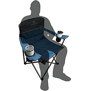 Blue 3 Piece Campfire Conversation Set for Camping, Patio, Hunting, Beach, Outdoor- Camping Folding Padded Loveseat with Deluxe Comfort Chairs- Set- Folding Set for Festivals, Beach, Camping