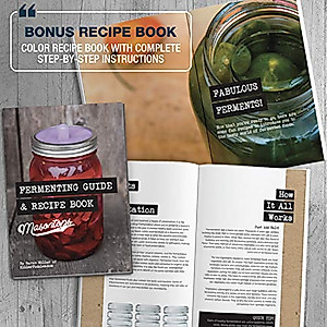 Masontops Complete Mason Jar Fermentation Kit - Pickle Kit, Sauerkraut Making Kit Kimchi Container - Fermentation Airlock Lids Wide Mouth Mason Jars