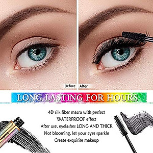 Bestidy 4D Silk Fiber Lash Mascara,Natural Waterproof Smudge-proof Mascara,Thickening Lengthening Mascara No Clumping, No Smudging Lasting All Day